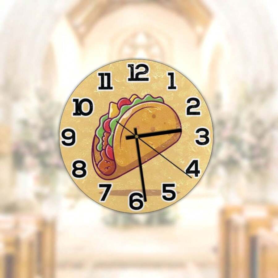 Mexican Taco Time, Bathroom Wall Clocks Battery Operated, Wall Art ...