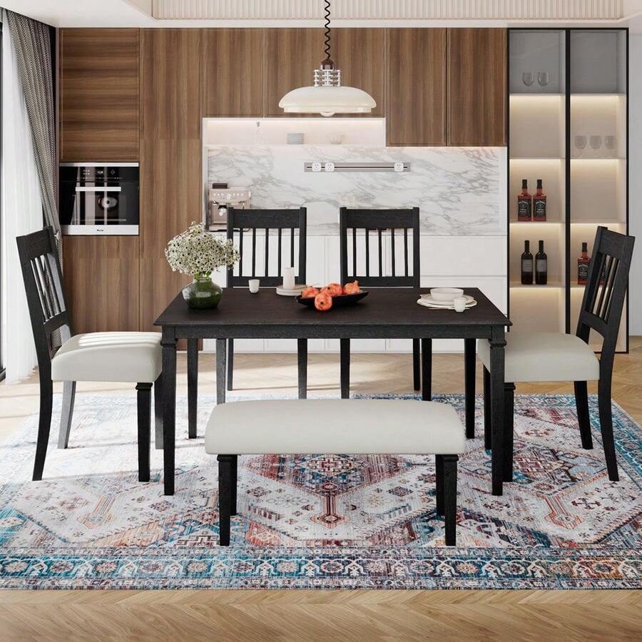 MERAX 6-Piece Retro Dining Room Set, Classic Kitchen Furniture Set ...