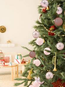 25pcs- Pink Christmas Ball Ornaments Set With String, Christmas Tree ...