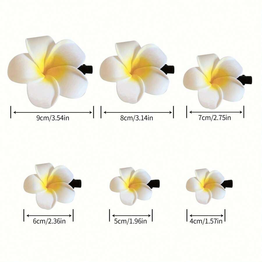 12pcs Plumeria Flower Hair Clips, Artificial Foam Flower Hair Clips ...