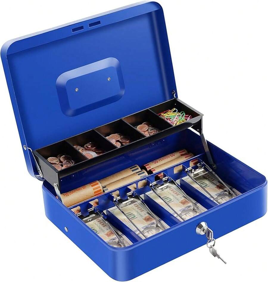Cash Box With Lock And Money Tray - Large Money Box Cash Register ...
