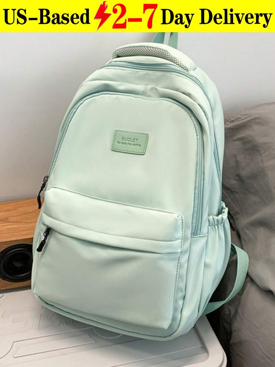 Fashion Solid Color Large Capacity Backpack For Women, Campus Back To ...