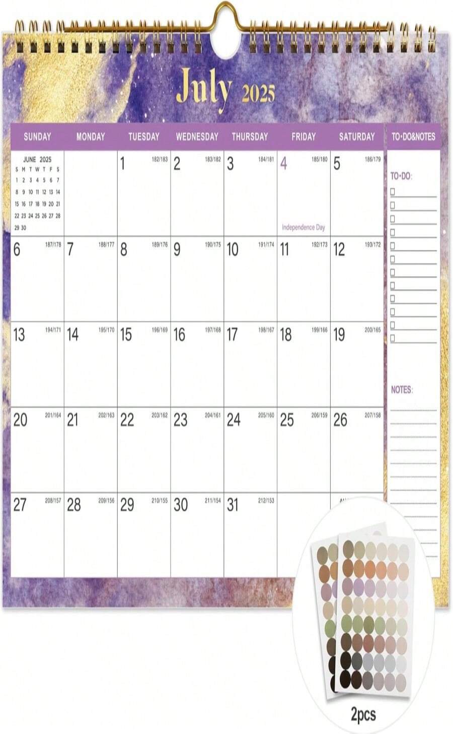 Vibrant Focus 2025-2026 Calendar - 18 Monthly Wall Calendar, July 2025 ...