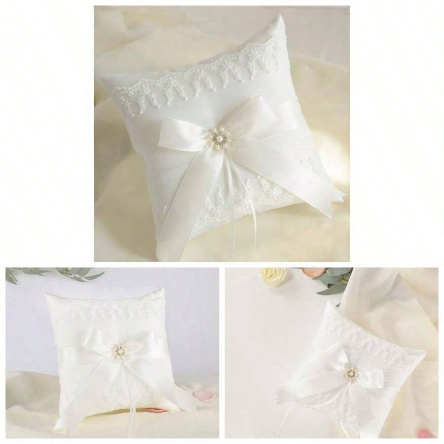 Wedding Ring Pillow, Fairy Pearl Ivory Ring Bearer Cushion Wedding ...