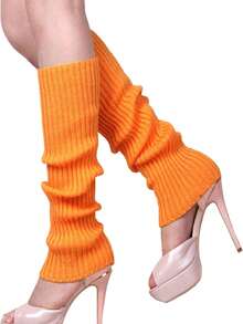 1 Pair Of Solid-Color Knitted Leg Covers For Women In 8+ Colors: White ...