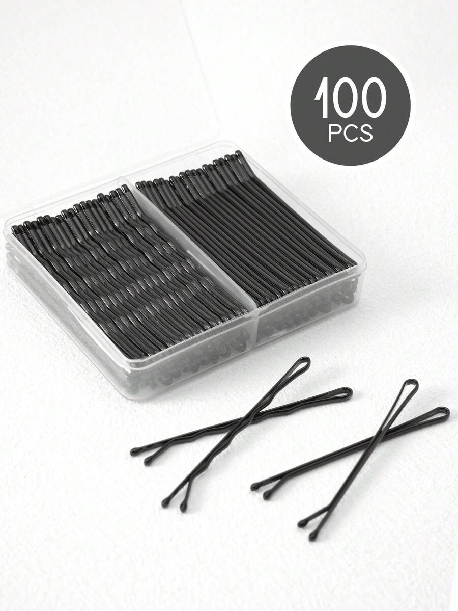 50/100Pcs Black Metal 2/2.36/2.17/2.75inch Solid Casual Bobby Pin For ...