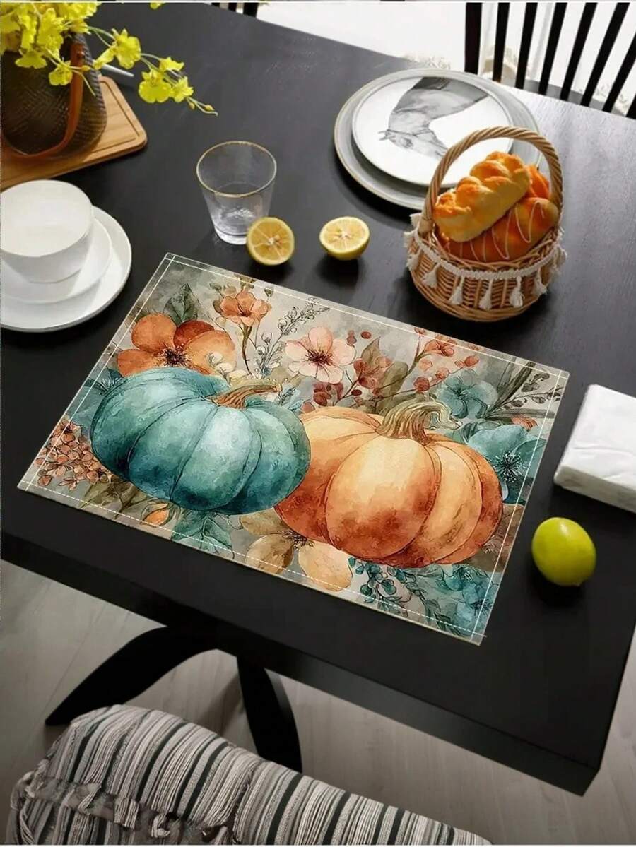 1/4/6/8/12Pcs Autumn Maple Leaves & Pumpkins Placemats - Fall Table ...