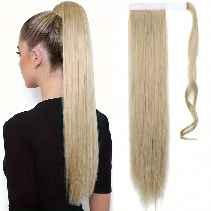 Synthetic Long Straight Wrap Around Clip In Ponytail Hair Extension ...