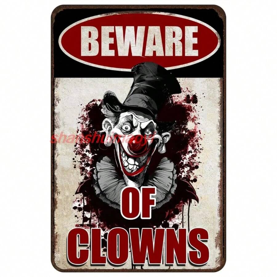 HalloweenClownWarning Halloween "Beware Of Clowns" Metal Sign 12x8In ...