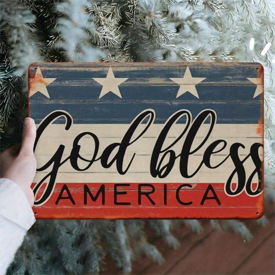 Vintage "God Bless America" Patriotic Tin Sign - Country Style 8x12 ...