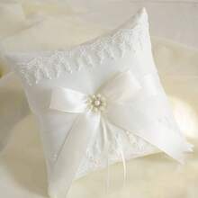 Wedding Ring Pillow, Fairy Pearl Ivory Ring Bearer Cushion Wedding ...