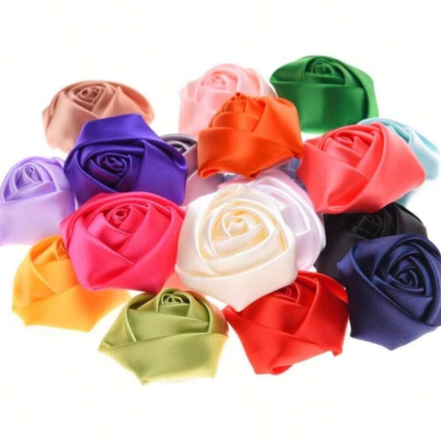 10/20 Pcs Elegant Rose Flower Men's Lapel Pins Handmade Satin Flower ...