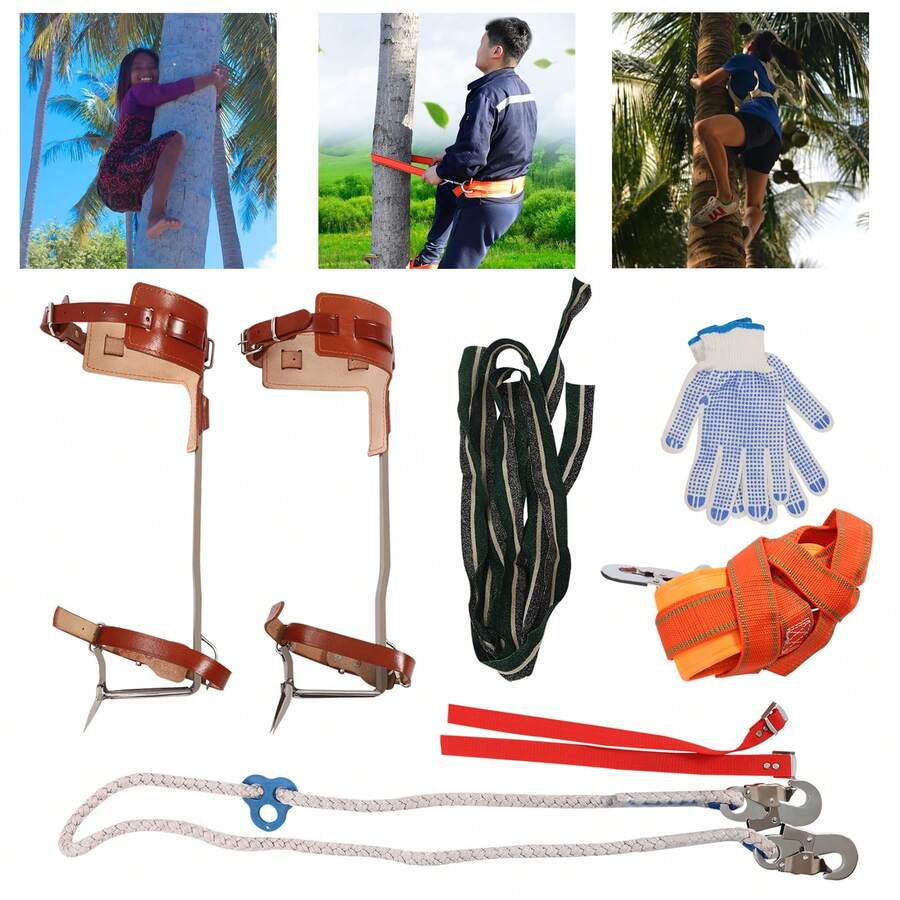 Climbing Tree Spikes Stainless-Steel Tree Gaffs Pads Spur Gear Climbing ...