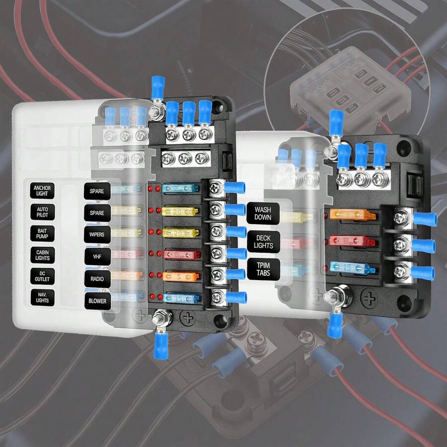 12V Fuse Box 12 Way/6 Way 12 Volt Fuse Block ATO/ATC With LED Indicator ...