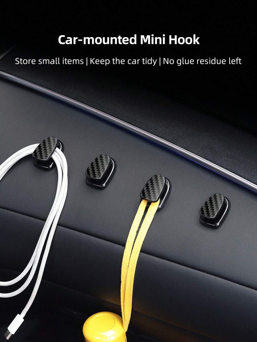 4pcs Black Carbon Fiber Pattern PC Material Car Passenger Side ...