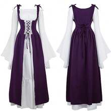 Vestido medieval renascentista vintage com gola quadrada e cintura ...