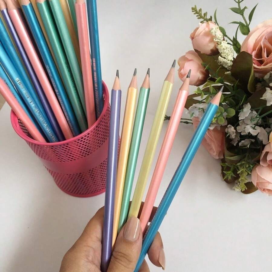 Kit Of 12 Pearlescent HB Writing Pencils With Eraser | Mode de Mujer ...