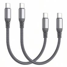 Short USB C To USB C 60W Cable 2 Pack 0.5Ft Fast Charging Nylon Braided ...