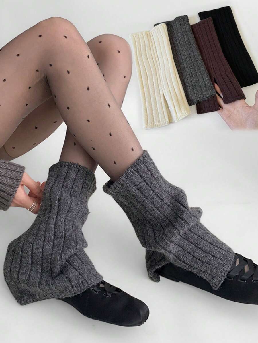 Ladies' 1 Pair, Autumn And Winter Pile Socks, Sock Covers, Split Retro ...