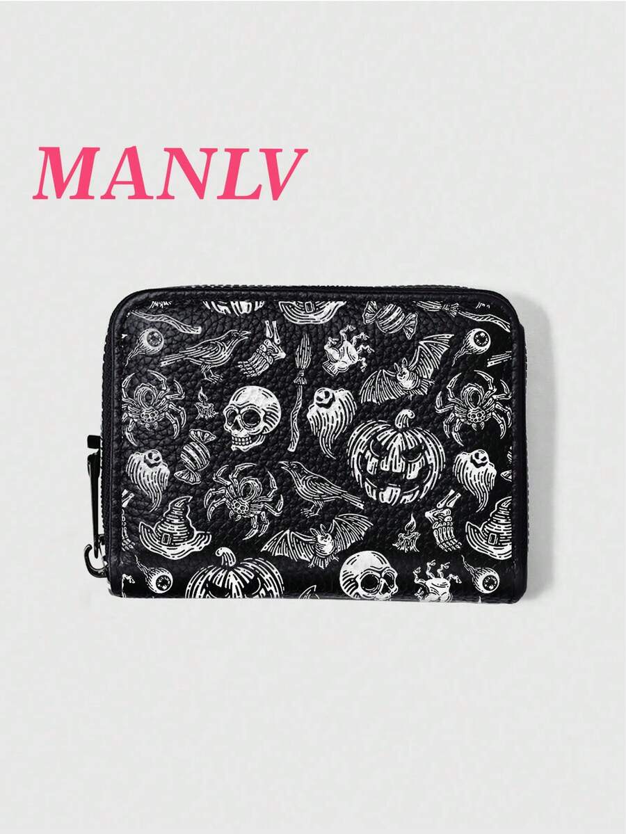 New Gothic Horror Skeleton Ghost Print Wallet,Multifunctional Card ...