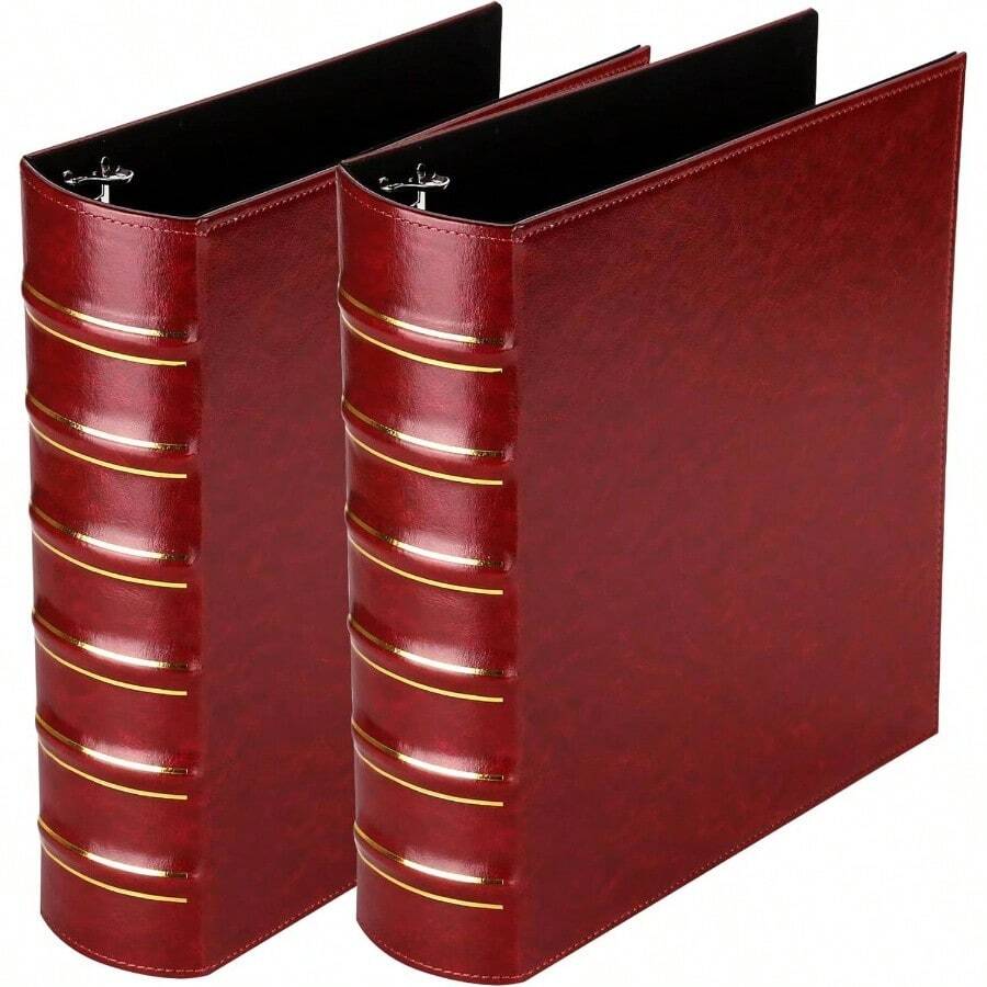 Vintage Hardback 3 Ring Binder 2 Inch, Professional Leather Binder 3 ...