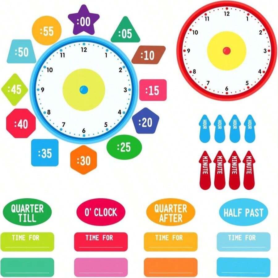 WhatSign Telling Time Bulletin Board Decorations 38Pcs Telling Time ...