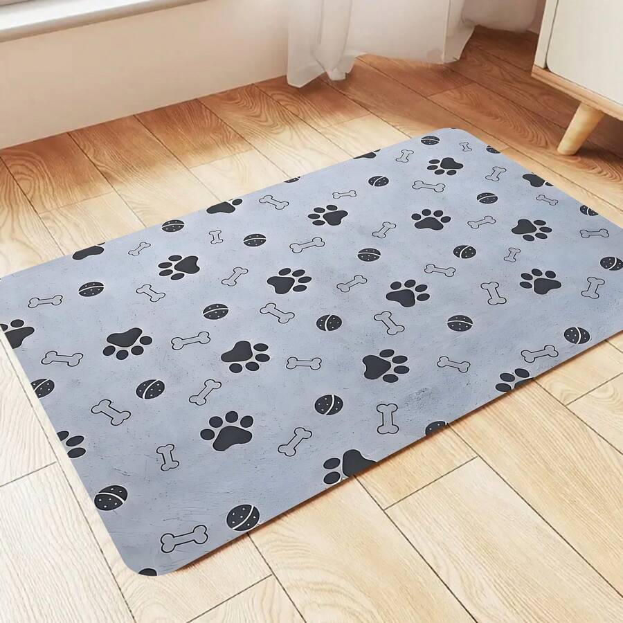 Waterproof & Anti-Slip Dog Mat, Silica Gel Pet Pad With Paw Print ...