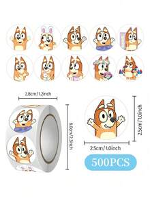 Bluey 500Sheets Blueys Cartoon Anime Waterproof Stickers Cute Bingo ...