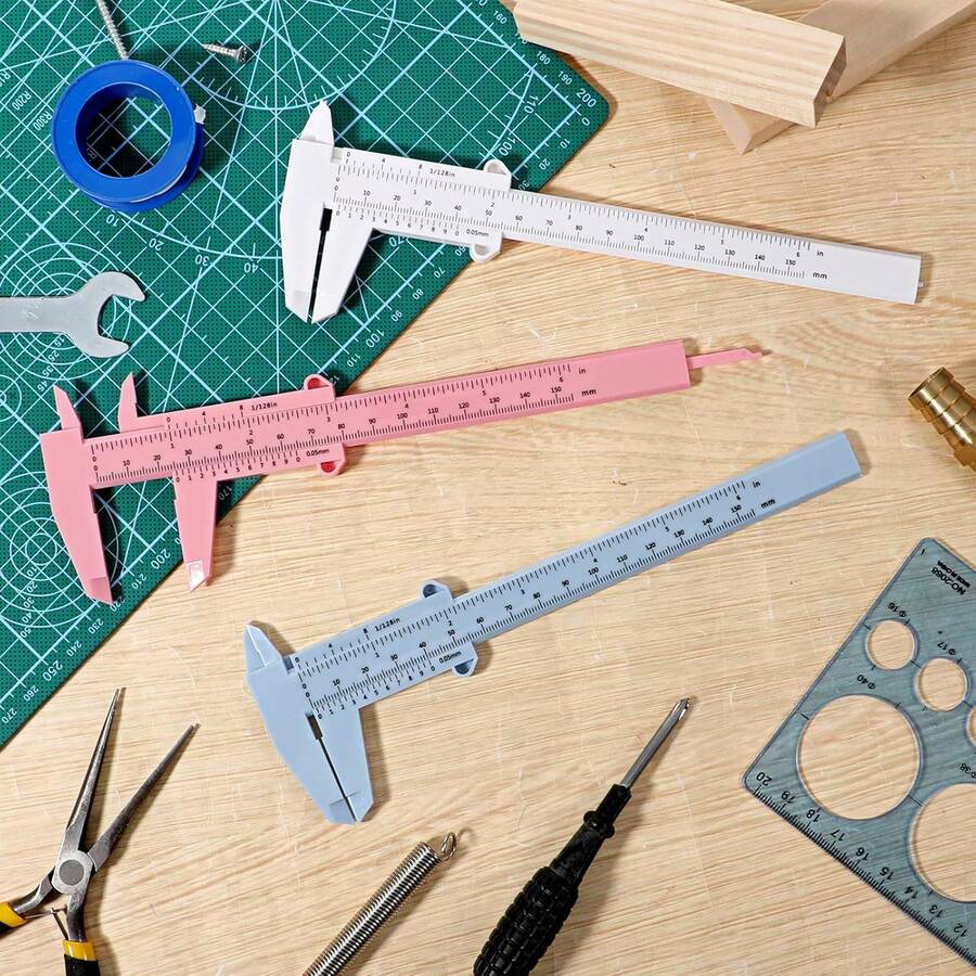 3Pcs Plastic Calipers, Inch/Metric 6Inch 150mm Mini Caliper Portable ...