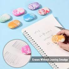 3/6/12pcs Oval Marble Pattern Eraser, Suitable For Pencils, Fountain ...
