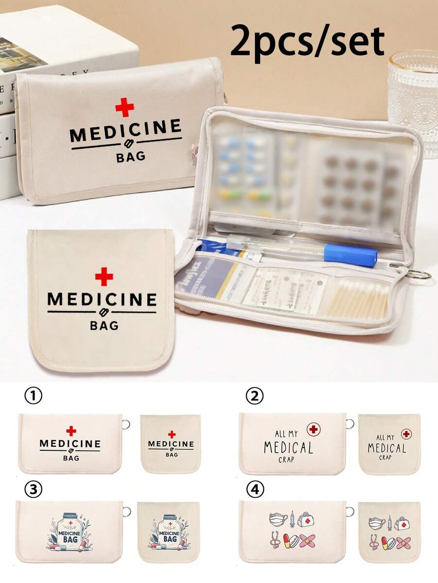 2 pezzi/Set Borsa Medicinale Portatile, Organizer Compatto per Pillole ...