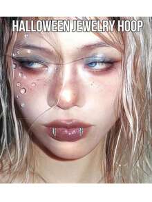 CIZME 1pair Punk Stainless Steel Vampire Fangs Fake Lip Rings For Women ...