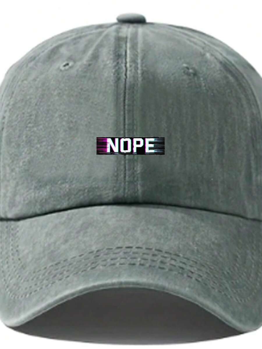 Funny Hat Dark Grey Cap With Nope Embroidery On Front Panel Unisex Go ...