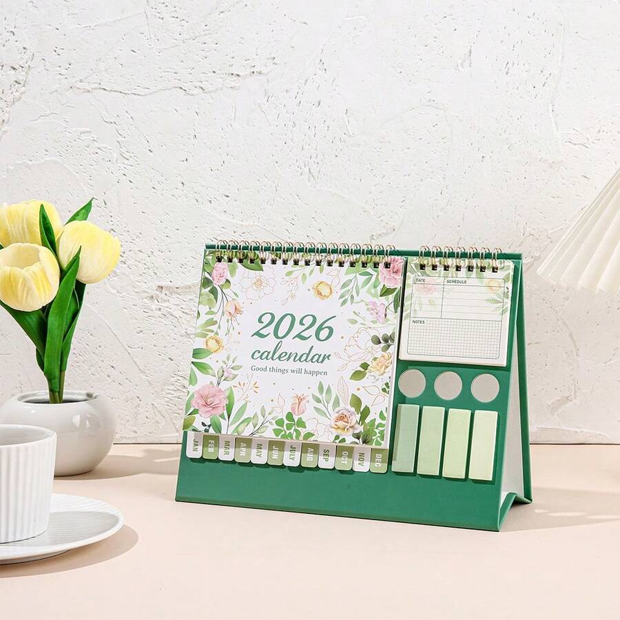 2026 Desktop Calendar With Stickers Labels, Portable Schedule Table ...