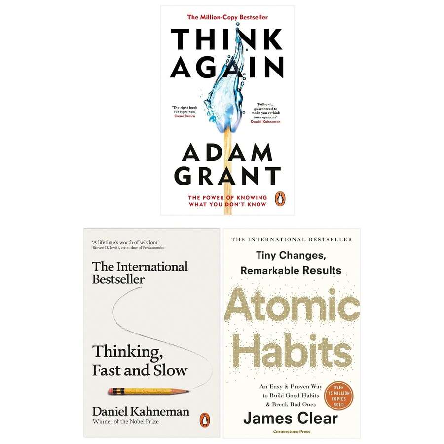 Think Again, Atomic Habits And Thinking, Fast And Slow 3 Books ...