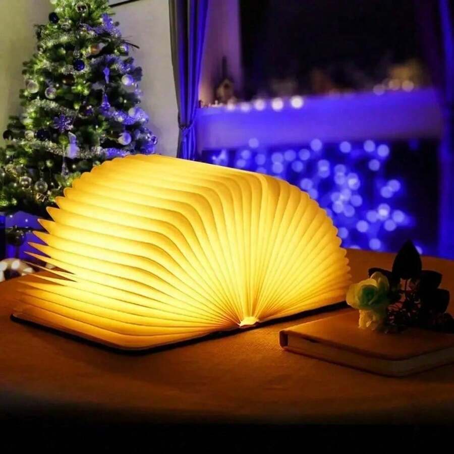 3 Colors Foldable Table Lamp 3D LED Book Light USB Rechargeable Night ...