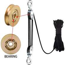 Heavy-Duty 2,000 LB Breaking Strength 50 FT Rope Hoist, Metal Wheels ...