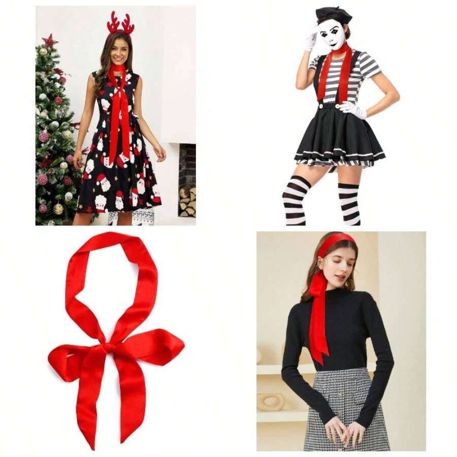 Solid Color Long Neckerchief Scarf Necktie 50s Costume Party Wedding ...
