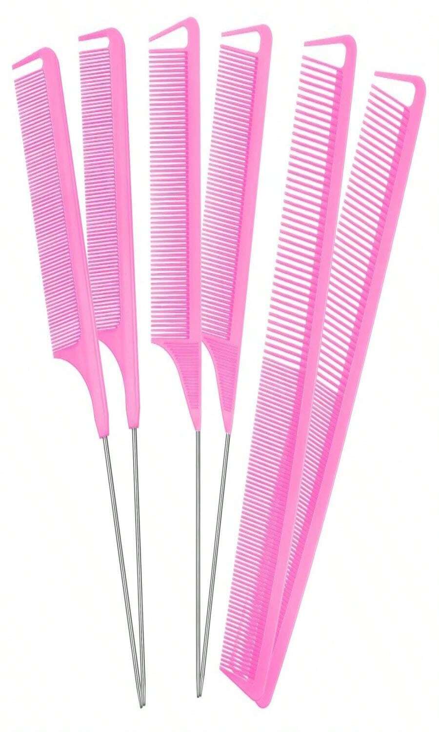 Patelai 6 Pcs Rat Tail Combs Set, 3 Pcs Long Steel Pin Teasing Combs 3 ...