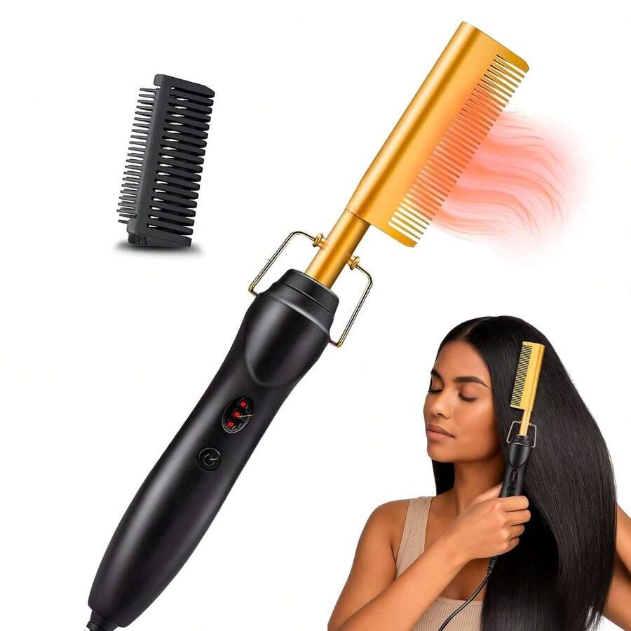 Hot Comb, Styling And Straightening Comb, Powerful Dual Voltage With 4 ...