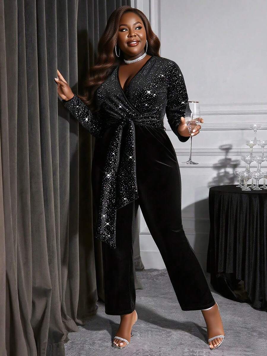 Mono de talla grande con parches de lámina de plata de moda para el ...