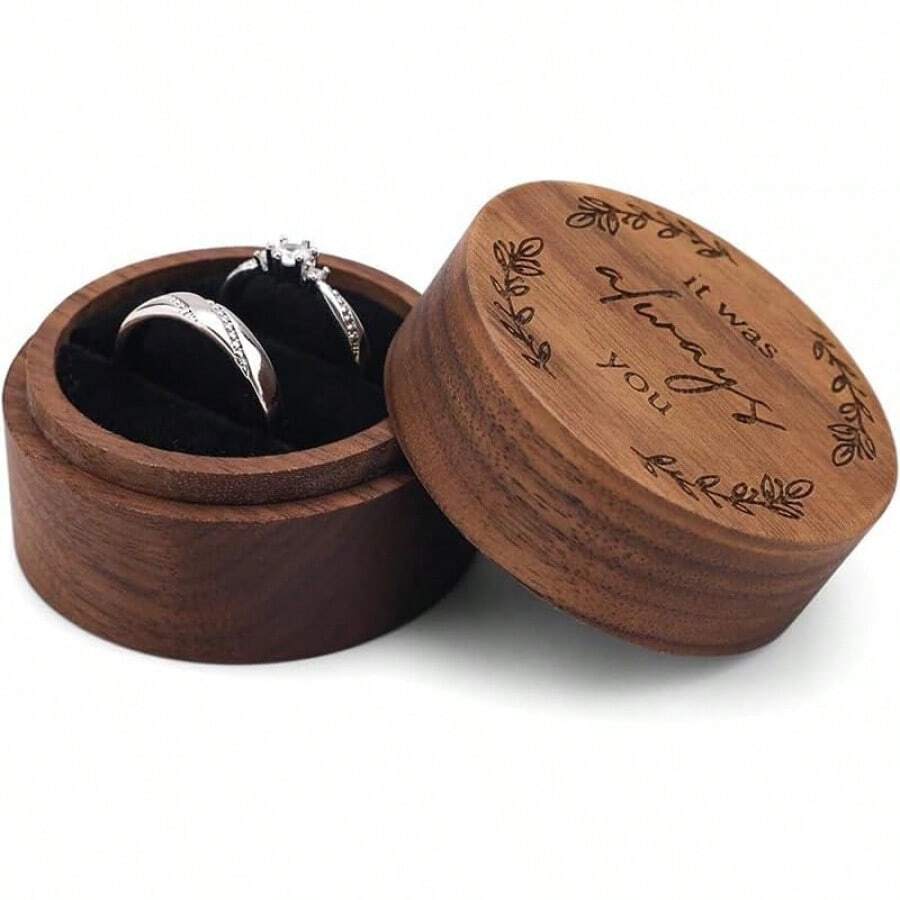 Wooden Ring Box, Rustic Engagement Ring Holder, Wedding Ceremony Ring ...