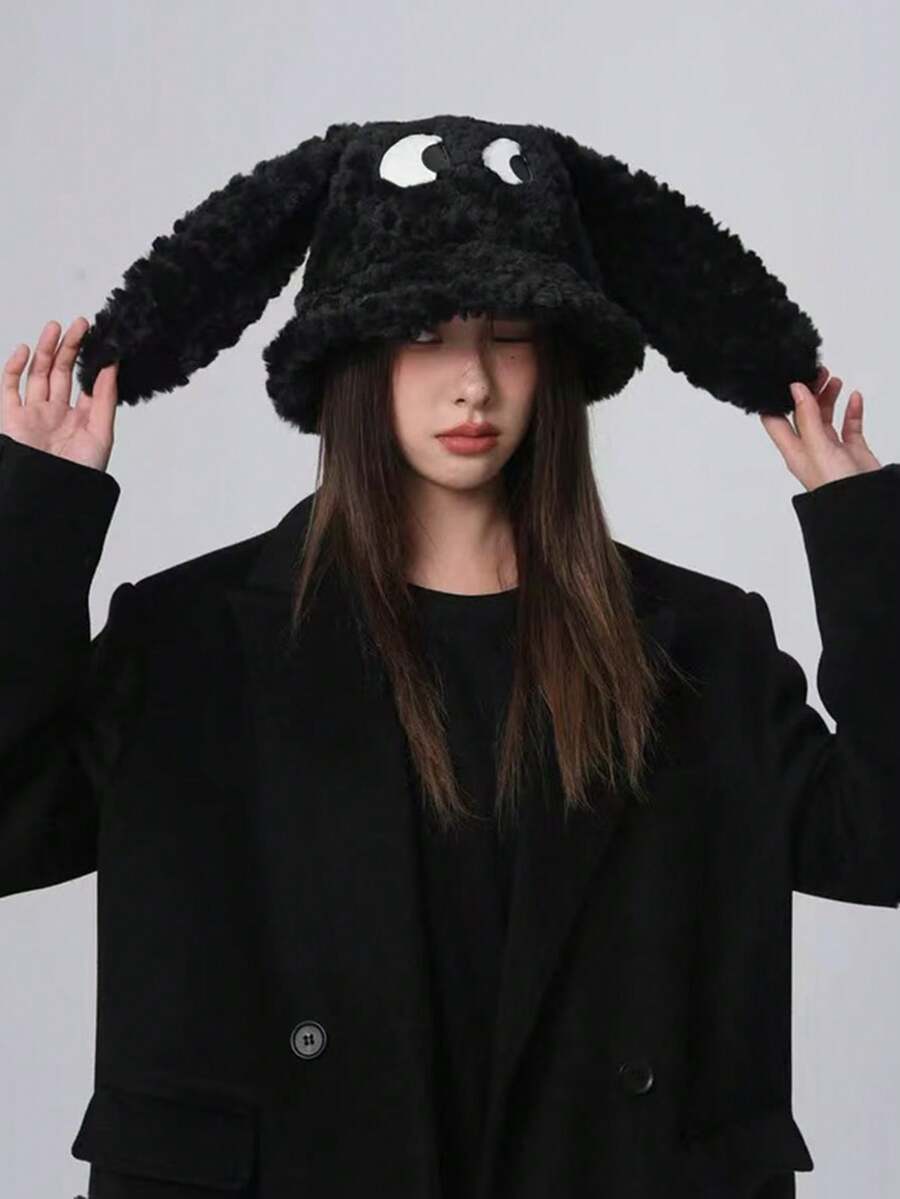 1pc Cute And Quirky Dog Hat With Long Ears And Furry Ear Flaps Women's ...