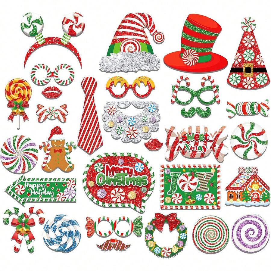 30pcs Glitter Candy Photo Booth Props, Lollipop Photo Booth Props ...