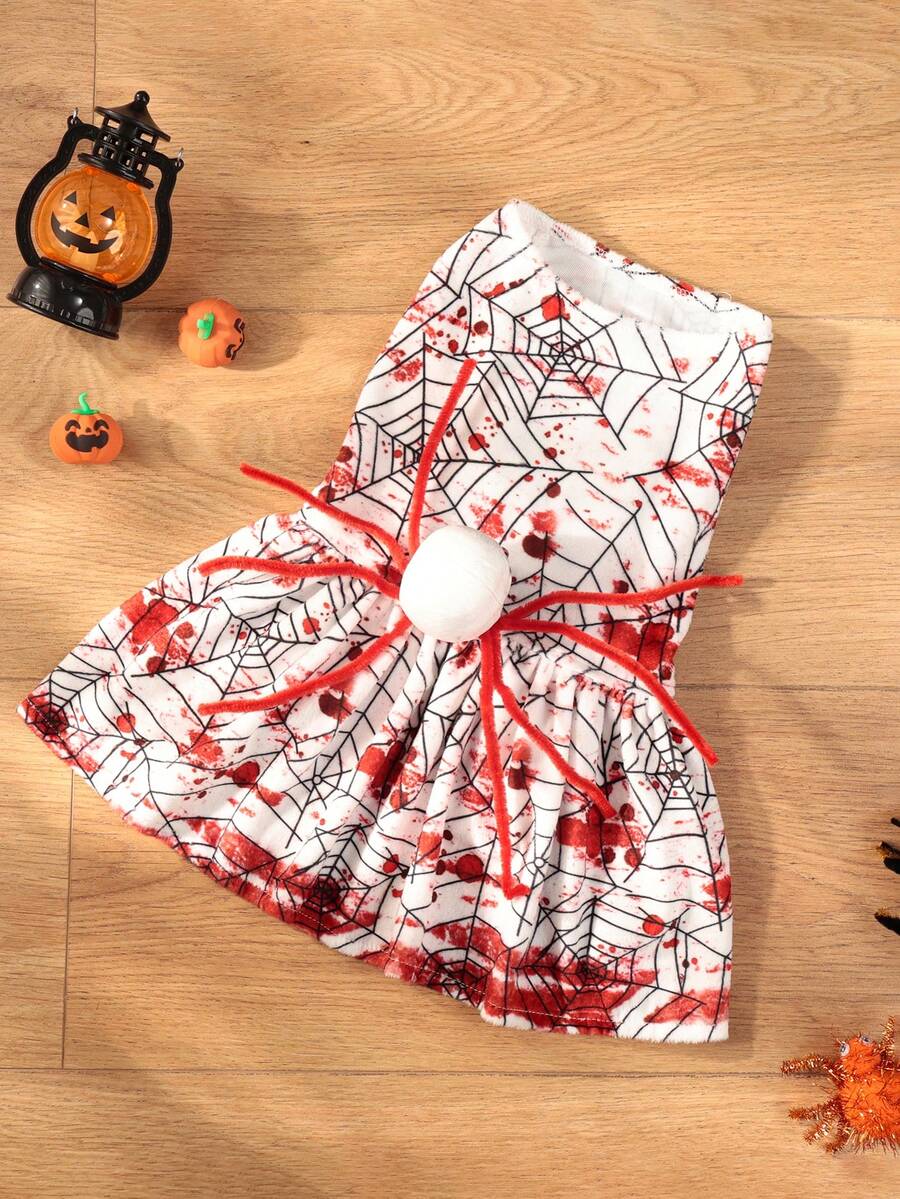 1pc Polyester Funny Ghost & Spider 3D Print Pet Dress, Suitable For ...