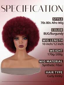 Afro Wigs For Women Short Curly Afro Kinky Wig 70s Bouncy Huge Fluffy ...