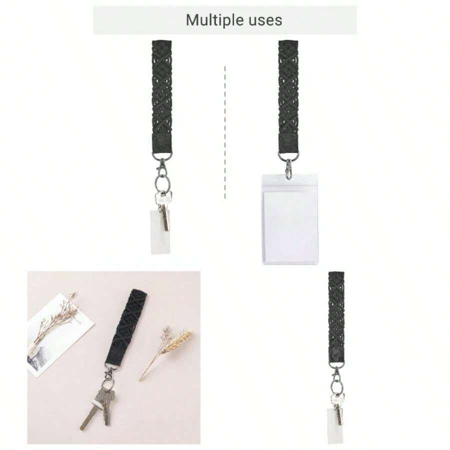 Macrame Key Chain Cute Keychain Wristlet Lanyard Boho Woven Wrist ...
