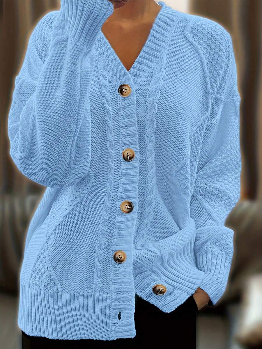 Women's V-Neck Cardigan A Loose-Fit Long-Sleeve Style With Fried Noodle ...