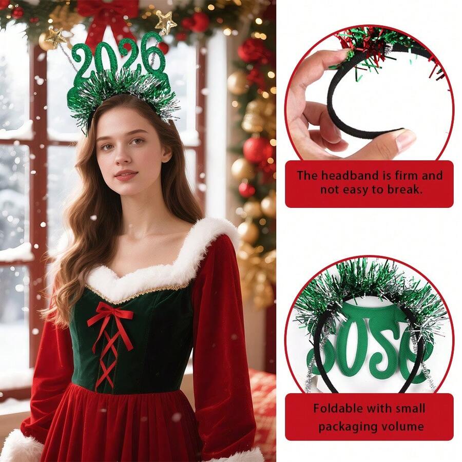 2026 Christmas Headband, Creative New Year Number Headpiece, Star ...