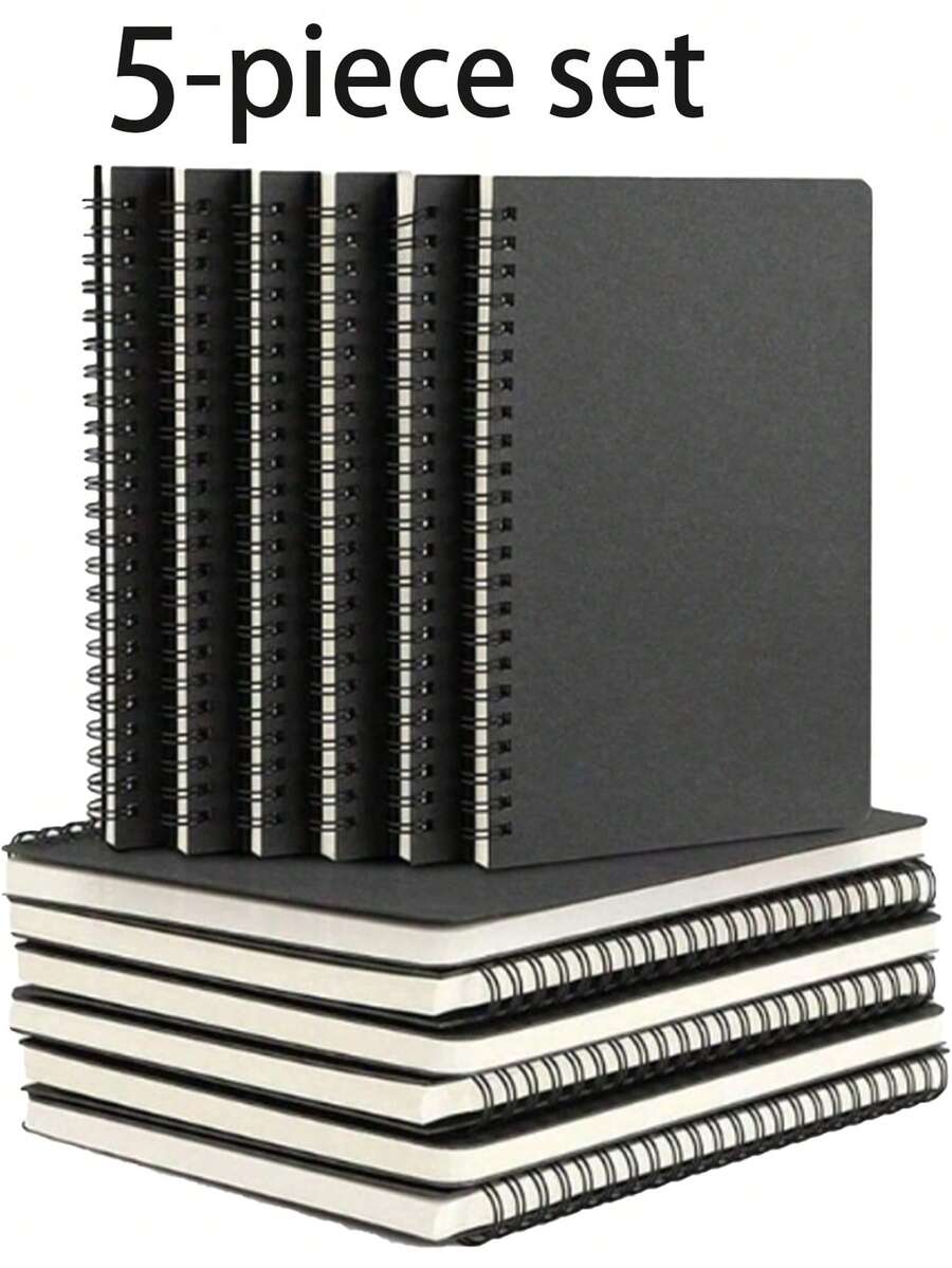1/2/5PCS Spiral Notebooks, A5 1 Pack Of Approximately 60 Black ...
